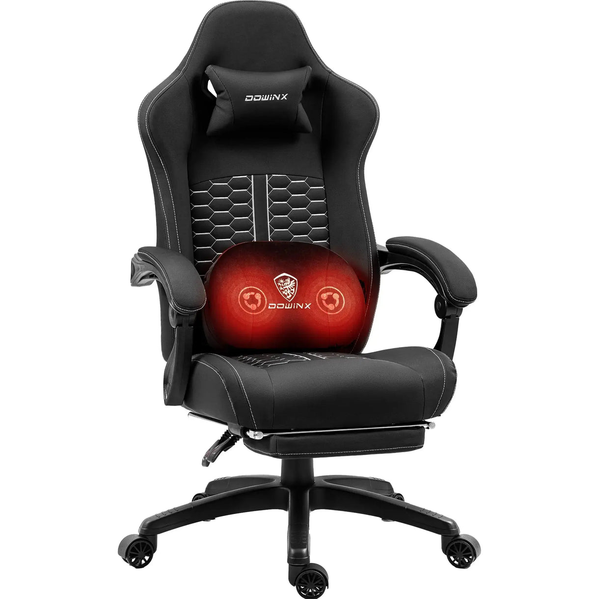 Dowinx Black Gaming Chair with Heated Massage, Wide and High Back ...