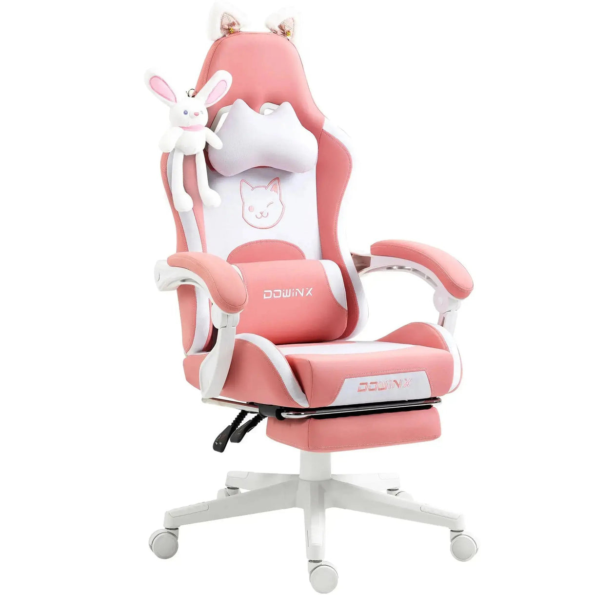 Dowinx Gaming Chair Cute with Cat Ears and Massage Lumbar Support Pink ...