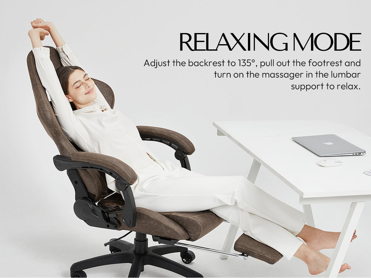 Dowinx 6689 Gaming Office Chair PU Leather Ergonomic Racing Style-Brown ...