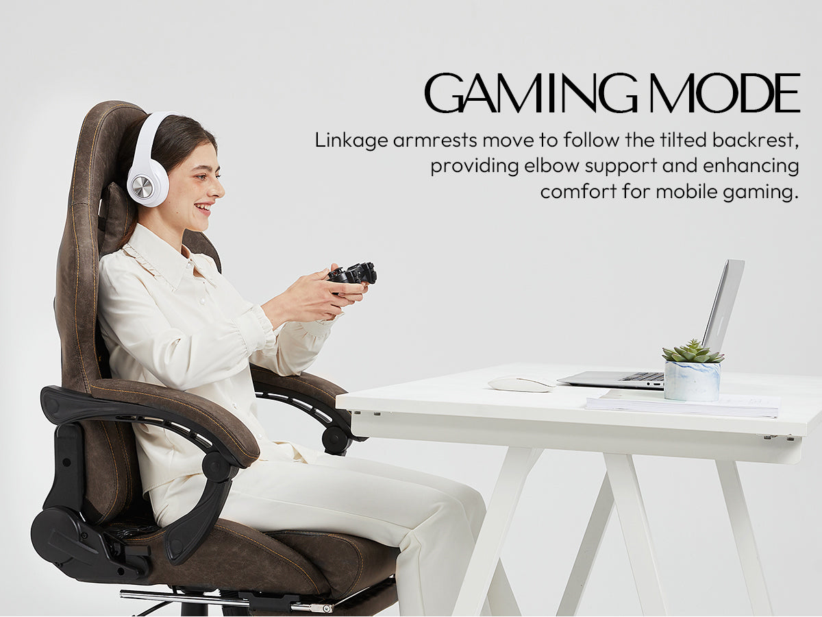 Dowinx 6689 Gaming Office Chair PU Leather Ergonomic Racing Style-Brown ...