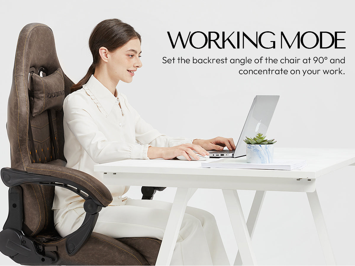 Dowinx 6689 Gaming Office Chair PU Leather Ergonomic Racing Style-Brown ...